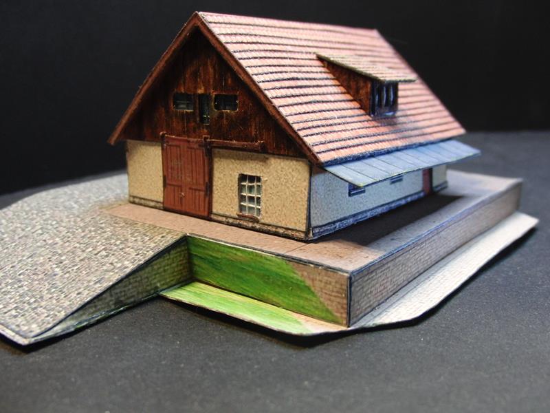 Kartonmodellbau Spur Z - Bahnhofsgruppe Gefrees